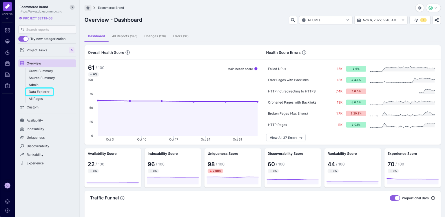 Summarize your crawl data with Data Explorer - Lumar